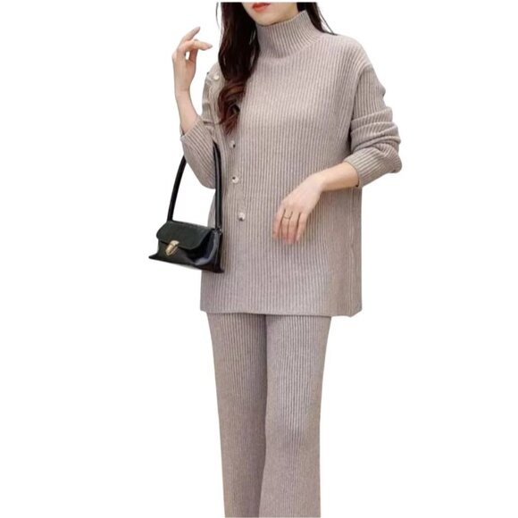 Commense | Sweaters | Commense Gray Ribbed Knitwear Sweater Pant Set ...